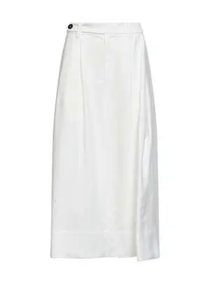 Brunello Cucinelli White Fluid Twill Sartorial Skirt With Monili - Multicolor