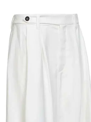 Brunello Cucinelli White Fluid Twill Sartorial Skirt With Monili - Multicolor