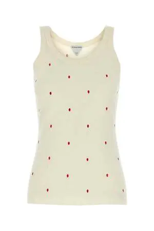 Bottega Veneta Ivory Cotton Blend Tank Top - White