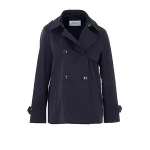 Herno Double-breasted Peacoat With Hood - Blue