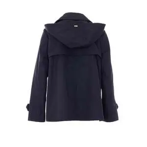 Herno Double-breasted Peacoat With Hood - Blue