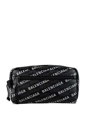 Balenciaga Printed Canvas Toiletry Bag - Black