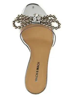 Mach & Mach Stud Bow Embellished Transparent Stiletto Sandals
