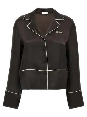 Off-White Acetate And Silk Blend Pajama Shirt - Black