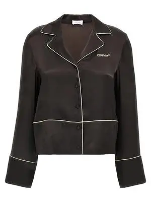 Off-White Acetate And Silk Blend Pajama Shirt - Black