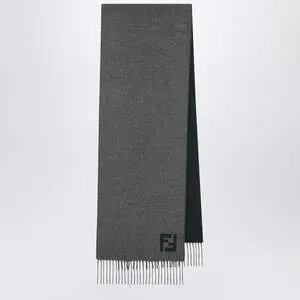 Fendi Grey/green Wool And Cashmere Scarf - Gray