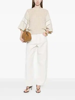 Max Mara Cotton And Linen Wide Leg Pants