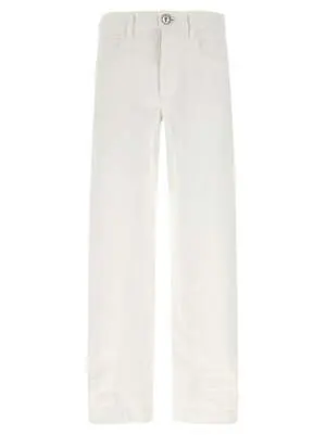 JIL SANDER High-waisted Cotton Denim Jeans With Raw Cut Hem - White