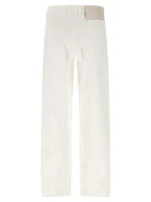 JIL SANDER High-waisted Cotton Denim Jeans With Raw Cut Hem - White