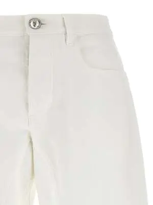 JIL SANDER High-waisted Cotton Denim Jeans With Raw Cut Hem - White