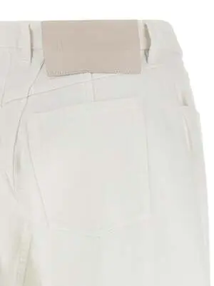 JIL SANDER High-waisted Cotton Denim Jeans With Raw Cut Hem - White
