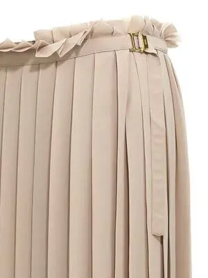 AMI Paris Pleated Polyester Crêpe Skirt - Cream