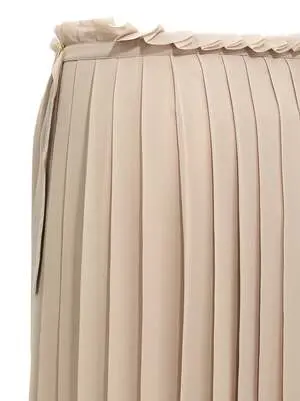AMI Paris Pleated Polyester Crêpe Skirt - Cream