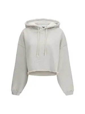 GOLDEN GOOSE Cropped Hoodie With Drawstring And Star Detail - Gray
