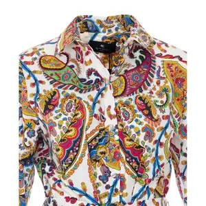 Etro Floral Paisley Print Long-sleeve Belted Dress