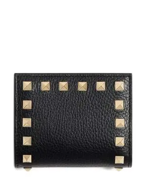 Valentino Garavani Rockstud Grainy Leather Flap Wallet - Black