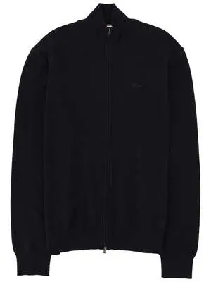 BOSS Zip-up Cardigan With Logo Detail - Blue