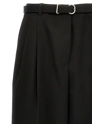 JIL SANDER Wool Wide Leg Trousers With Satin Detail