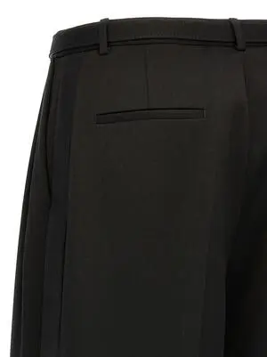 JIL SANDER Wool Wide Leg Trousers With Satin Detail