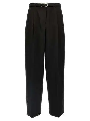 JIL SANDER Wool Wide Leg Trousers With Satin Detail