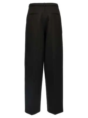 JIL SANDER Wool Wide Leg Trousers With Satin Detail