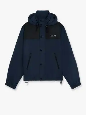 Celine CELINE Bicolor Nylon Jacket With Hood And Drawstring Blue