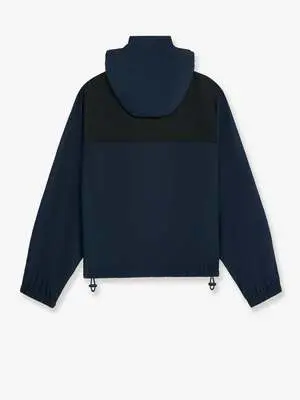 Celine Bicolor Nylon Jacket With Hood And Drawstring - Blue