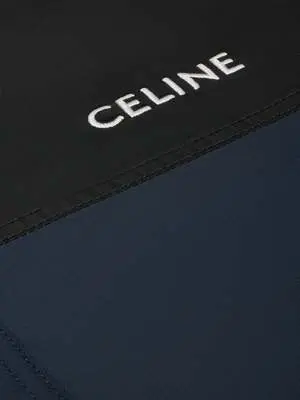 Celine Bicolor Nylon Jacket With Hood And Drawstring - Blue