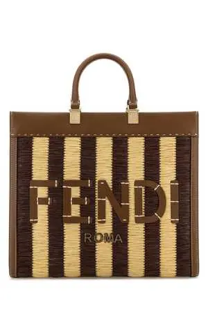 Fendi Raffia Medium Sunshine Shopping Bag - Multicolor