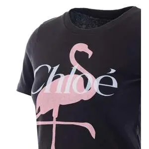 Chloé Short-sleeve Crew Neck T-shirt With All-over Logo Print - Black