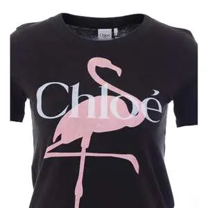 Chloé Short-sleeve Crew Neck T-shirt With All-over Logo Print - Black