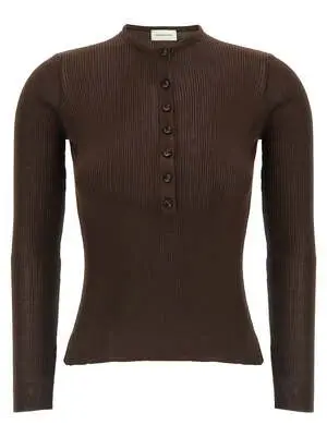 Magda Butrym Ribbed Silk Sweater - Brown