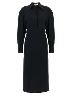 VICTORIA BECKHAM Victoria Beckham Long Sleeve Polo Collar Midi Dress