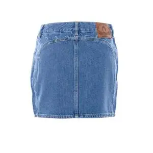 MARINE SERRE Denim Moon Logo Zipped Mini Skirt