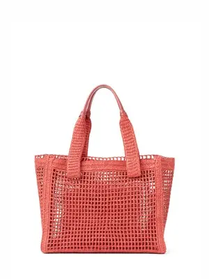 Chloé Camellia Coral Crocheted Raffia East-west Tote Bag - Multicolor