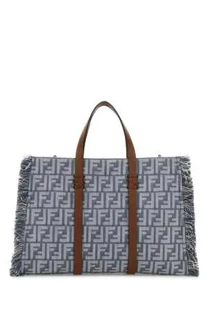 Fendi Embroidered Denim Shopping Bag - Multicolor