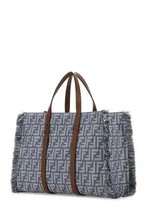 Fendi Embroidered Denim Shopping Bag
