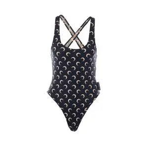 MARINE SERRE Moon Print One-piece Swimwear - Black