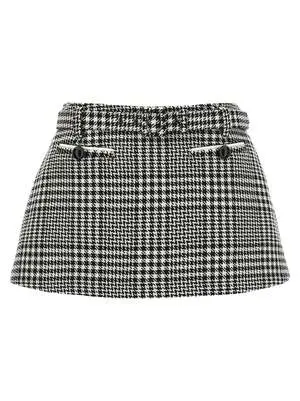 SELF-PORTRAIT Houndstooth Bouclé Wool Skort - Multicolor