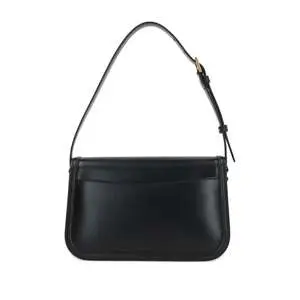 Saint Laurent Lambskin Shoulder Bag With Gold-tone Logo Plaque - Black