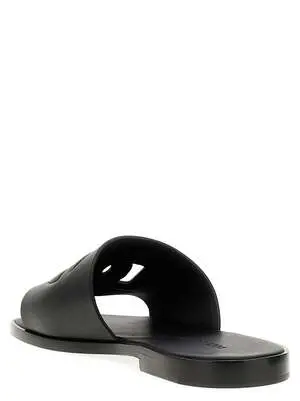 Dolce & Gabbana Leather Logo Slides - Black