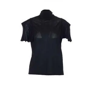 Alaïa Short-sleeve Draped Turtleneck Top
