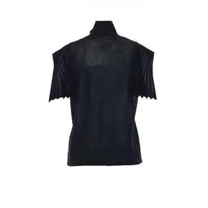 Alaïa Short-sleeve Draped Turtleneck Top