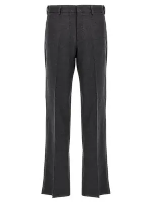 Fendi Cashmere Trousers With Pressed Pleat - Gray