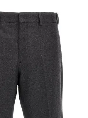 Fendi Cashmere Trousers With Pressed Pleat - Gray