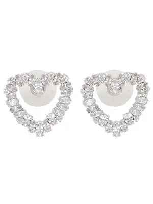 SELF-PORTRAIT Crystal Heart Earrings - Silver