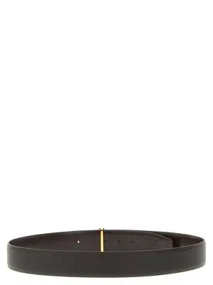 TOM FORD Reversible Hammered Leather Belt With T Logo Buckle - Brown