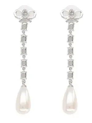 SELF-PORTRAIT Bow Pearl Drop Earrings - Silver