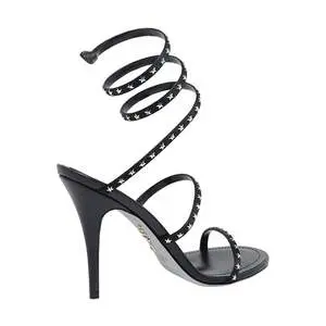 Rene Caovilla Calf Leather Star Embellished Stiletto Heel Sandals
