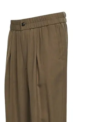 Giorgio Armani Green Cupro Natté One-pleat Trousers